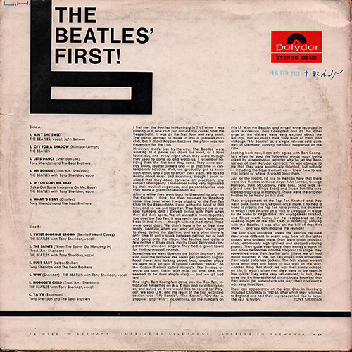 The Beatles Germany LP: Record Club Issue