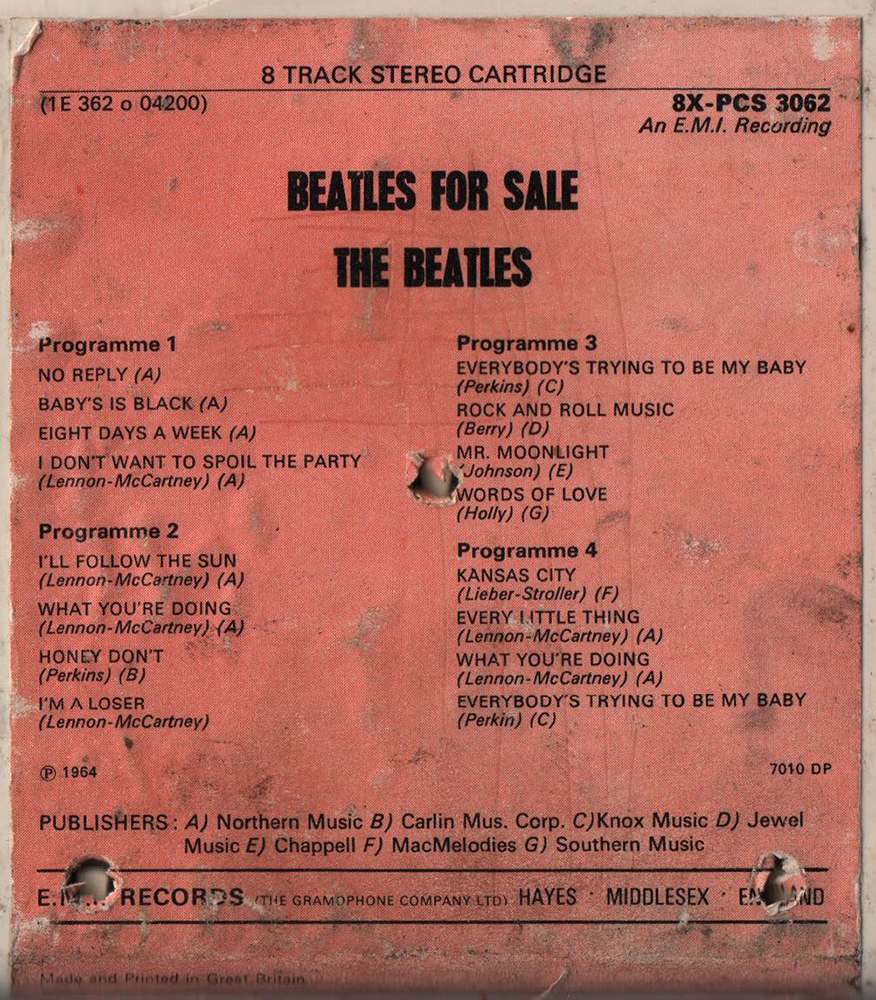 The Beatles UK 8 track cartridge