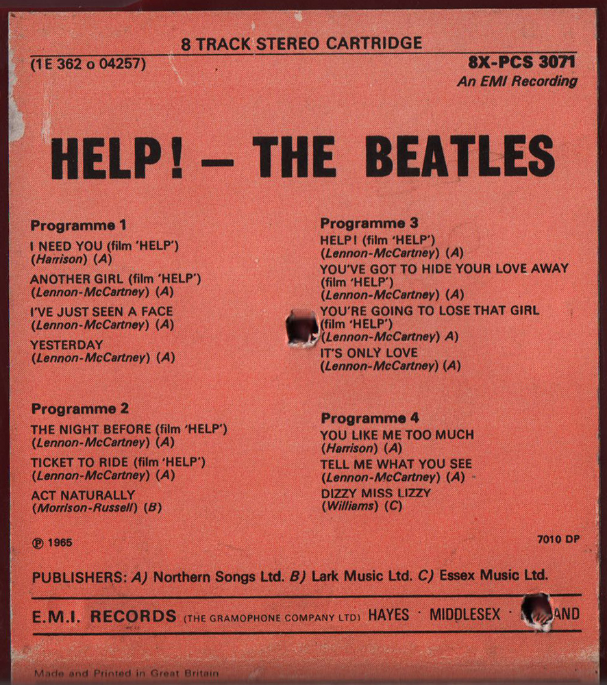 The Beatles UK 8 track cartridge